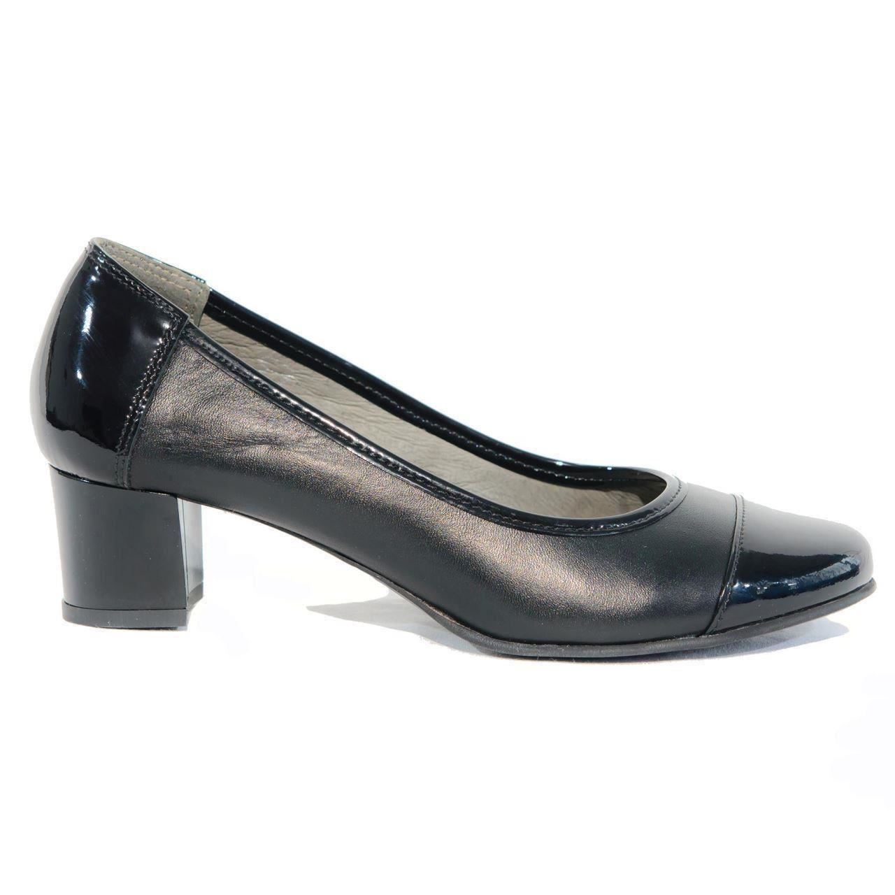 Pantofi Dama Eleganti, 7305 Negru+Lac Negru, Din Piele Naturala | Pret ...