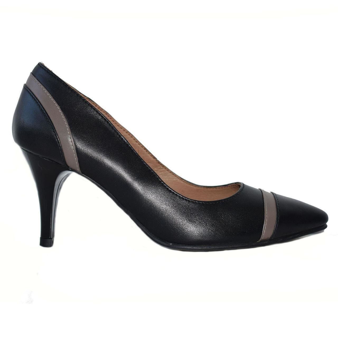 Pantofi Dama Eleganti, 1274 Negru+Bej, Din Piele Naturala | Pret Mic 35 ...