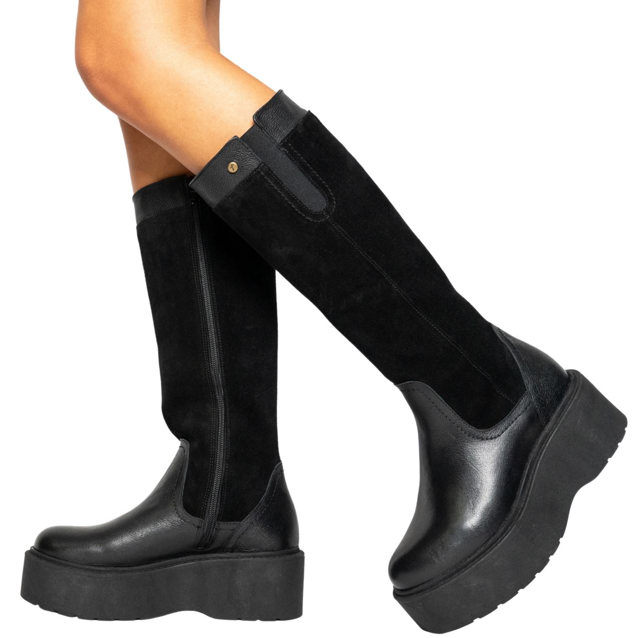 Bocanci inalti piele neagra B102 35 - Ted Shoes